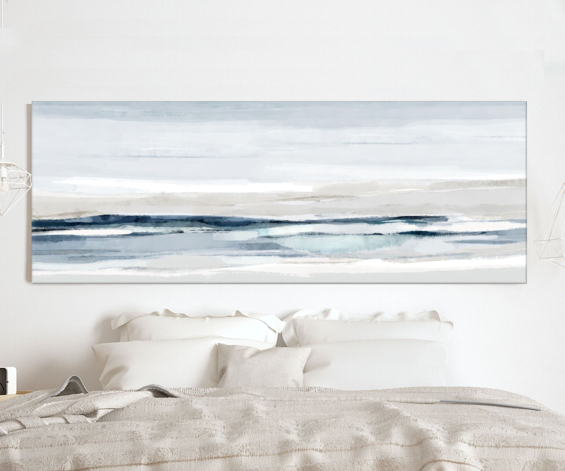 Long Horizontal Art, 60 Inch Abstract Seascape Print, Relaxing Bedroom ...