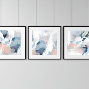 Large Abstract Wall Art, Set of 3 Canvas Prints, Calming Relaxing Long ...