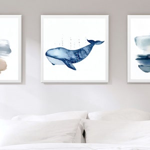 Coastal Wall Art, Abstract Watercolor Prints, Ocean Themed Decor, Set ...