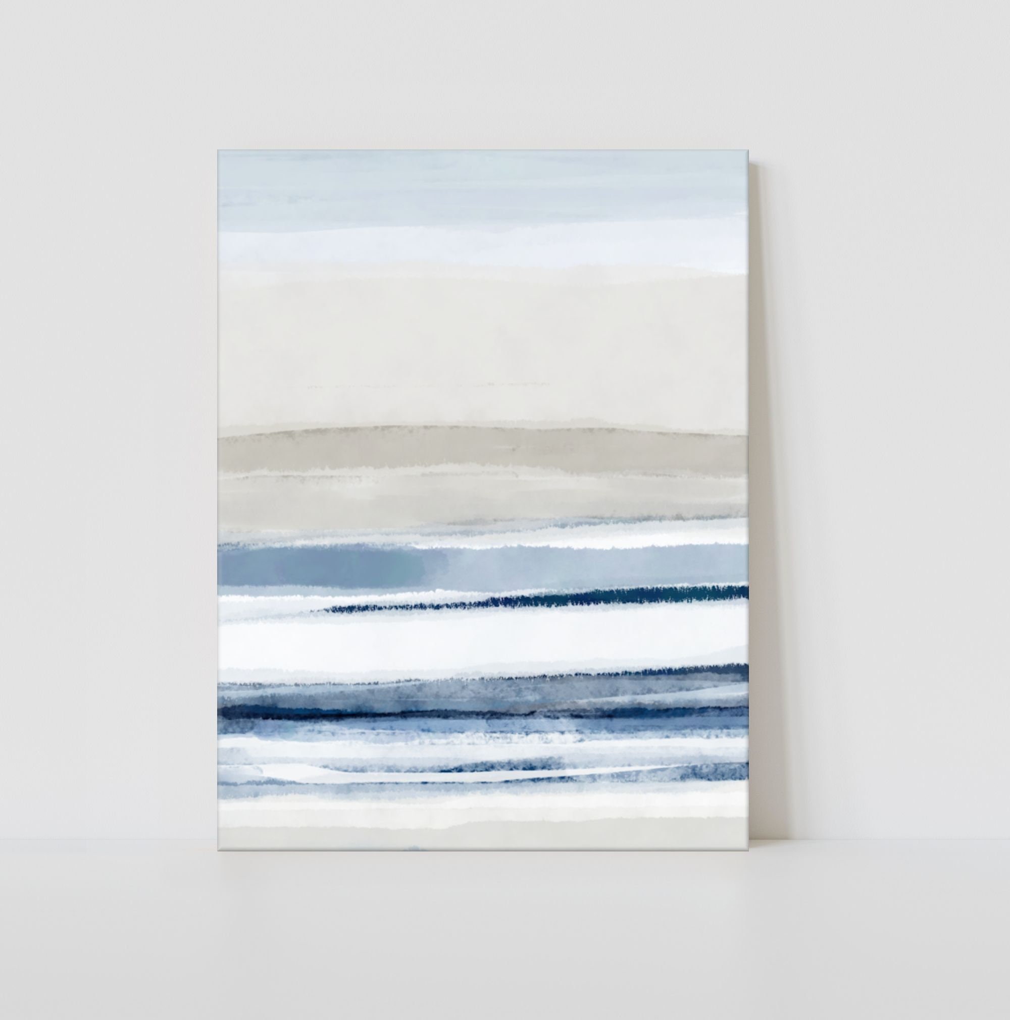 Abstract Seascape Art Print: Modern Coastal Watercolor Waves - Etsy