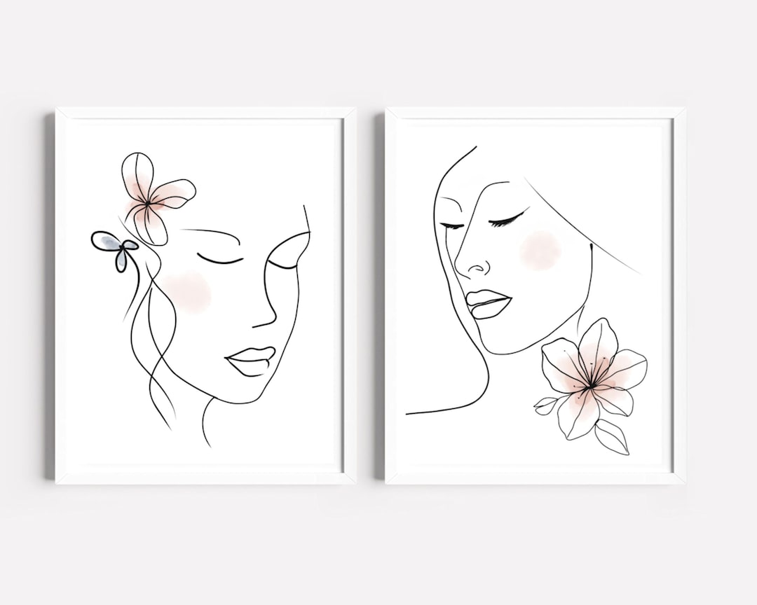 Feminine Line Art, Woman Fine Art Prints Set of 2, Minimalist Drawings ...