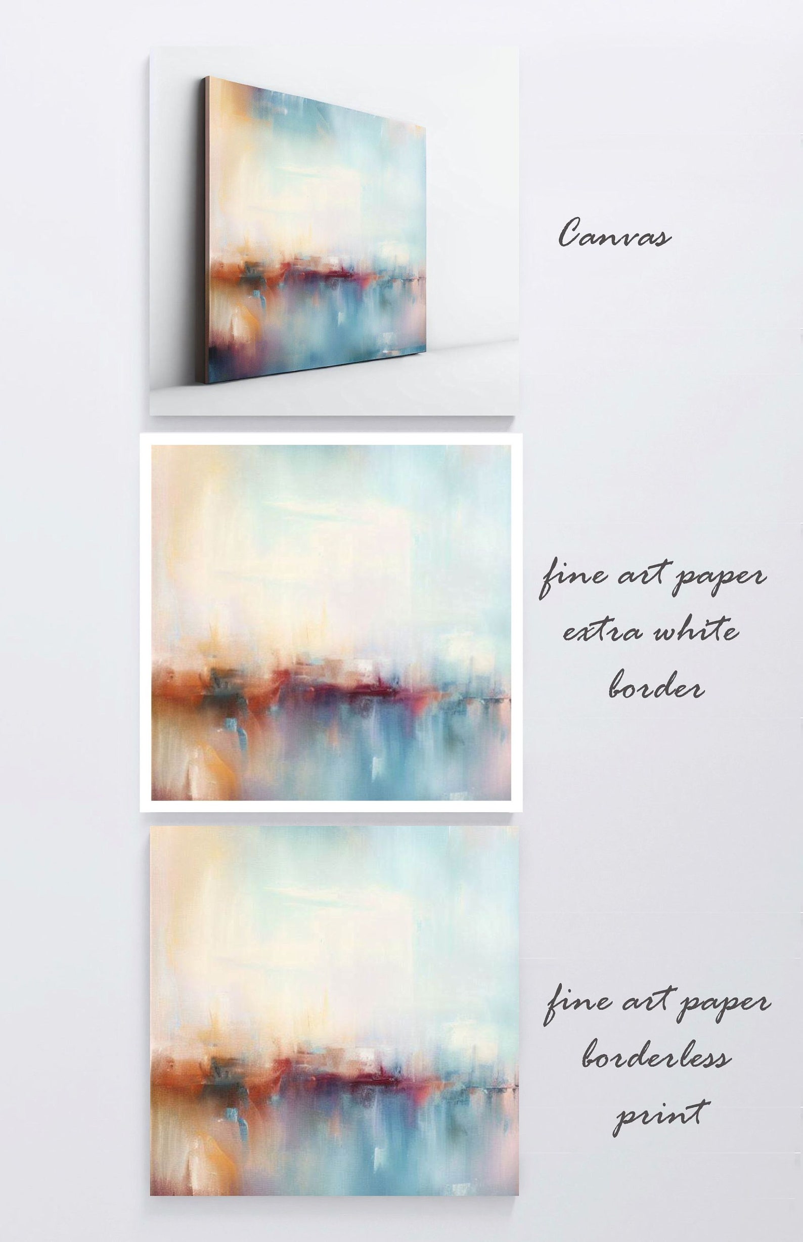 Large Sunset Wall Art, Long Horizontal Canvas, Abstract Watercolor ...