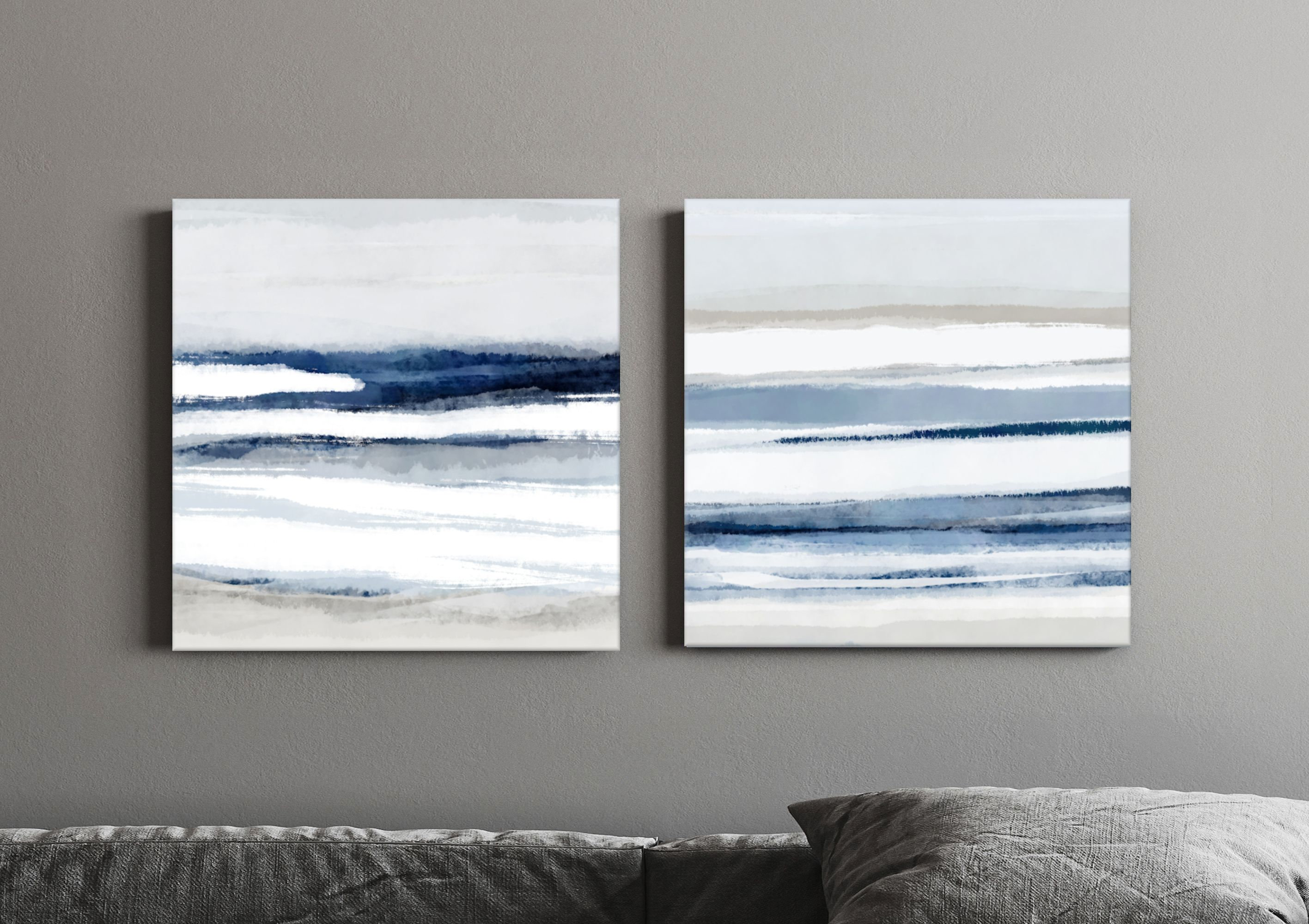 Horizontal Coastal Abstract Art Set of 2 Canvas Prints - Etsy