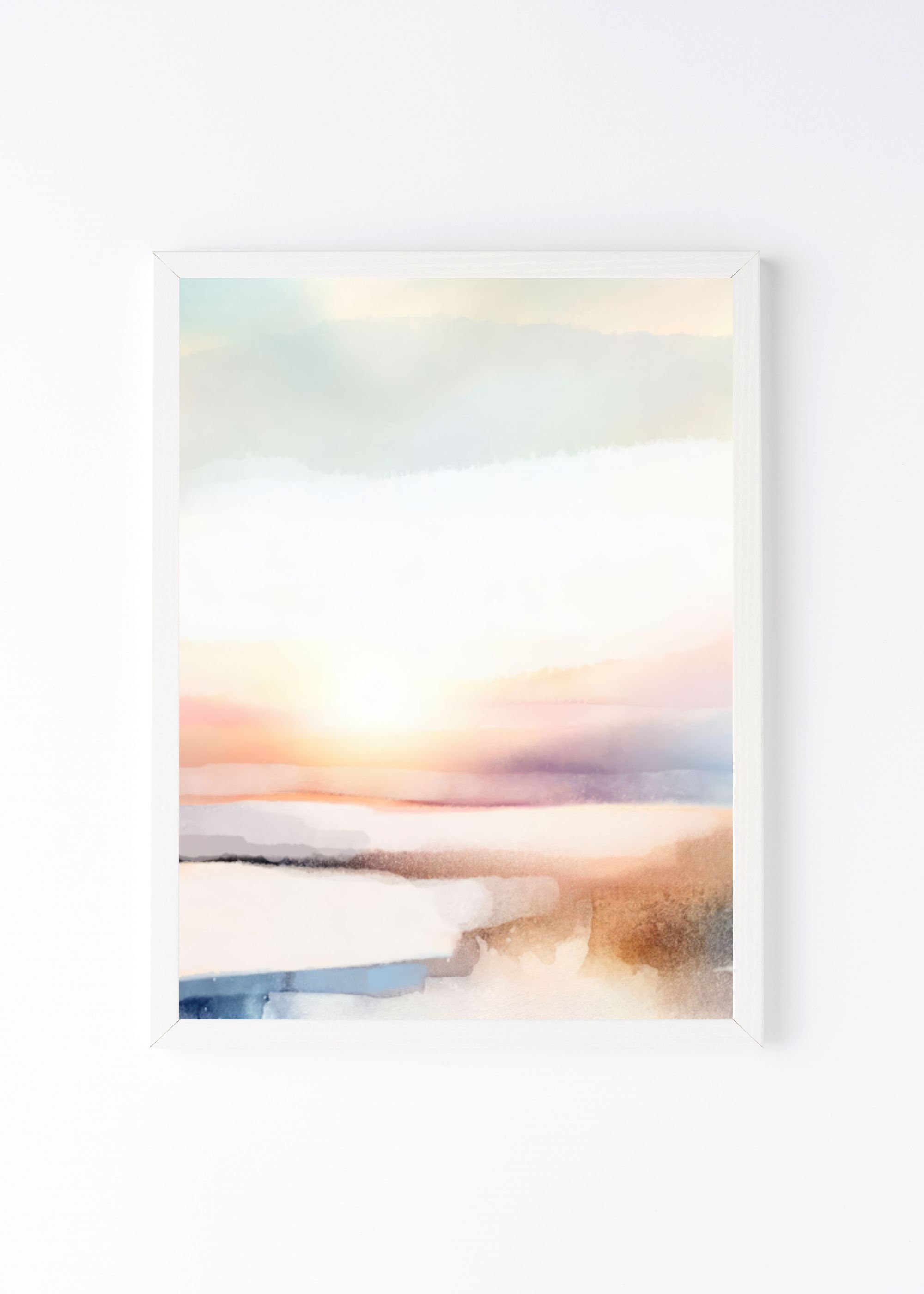 Abstract Sunset Art, Vertical Landscape Print, Calming Wall Decor ...