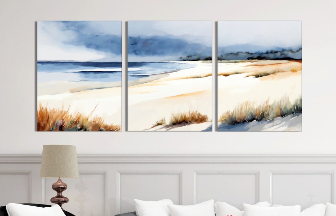 Nature Wall Art Set of 3 Coastal Prints, Panoramic Beach Shore Ocean Triptych - Etsy