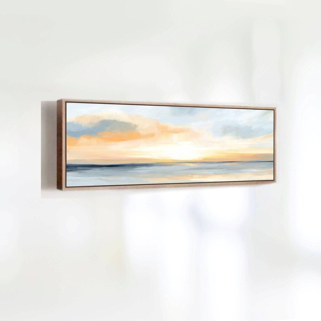 Panoramic Ocean Wall Art - Large Sunset Canvas - Horizontal Over the ...
