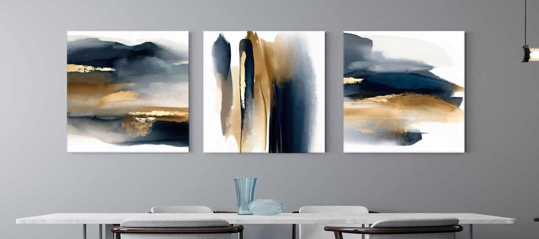 Long Horizontal Art, Set of 3 Abstract Prints, Dark Wall Art Decor, 20x60, 24x72'' - Etsy