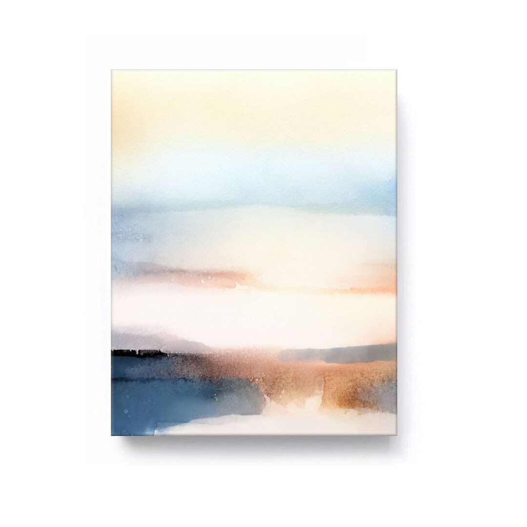 Vertical Abstract Watercolor Print, Calming Sunset Landscape Wall Art ...