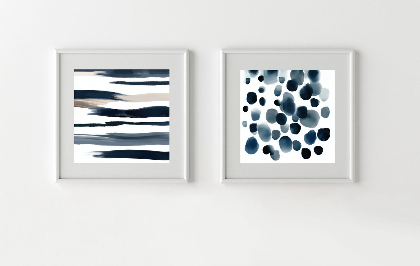 Dark Blue Abstract Art Set of 2 Prints Modern Watercolor - Etsy