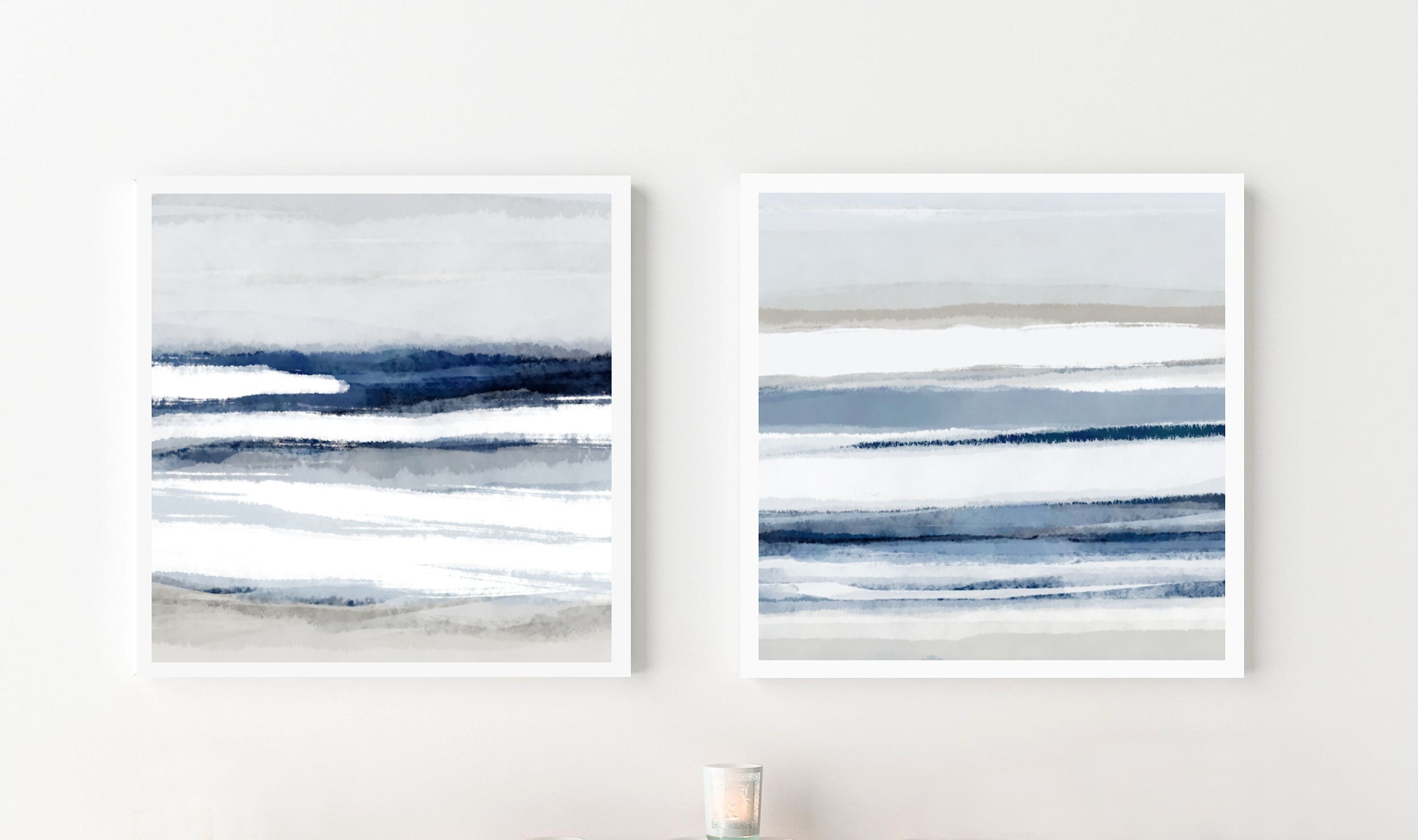 Horizontal Coastal Abstract Art Set of 2 Canvas Prints - Etsy