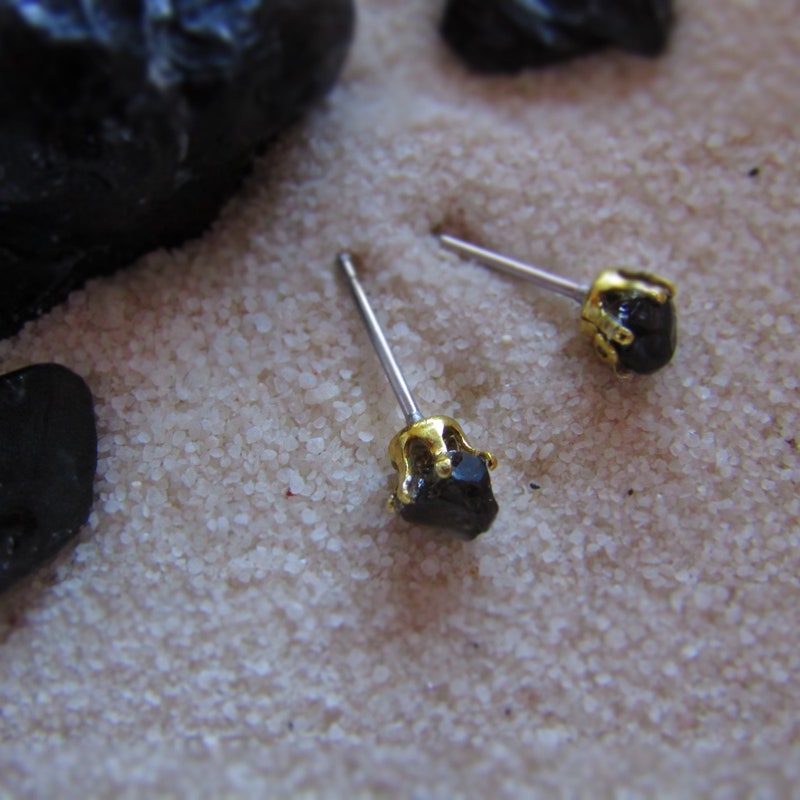 Obsidian Raw Stud Earrings - Etsy