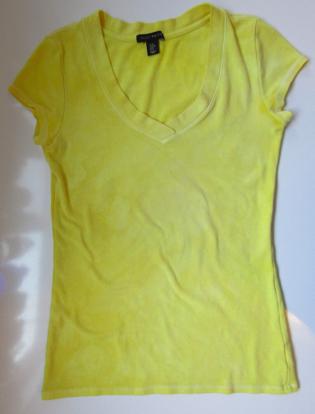 Naturally Turmeric Dyed Short Sleeve V-neck T-shirt - Women Size M - Etsy