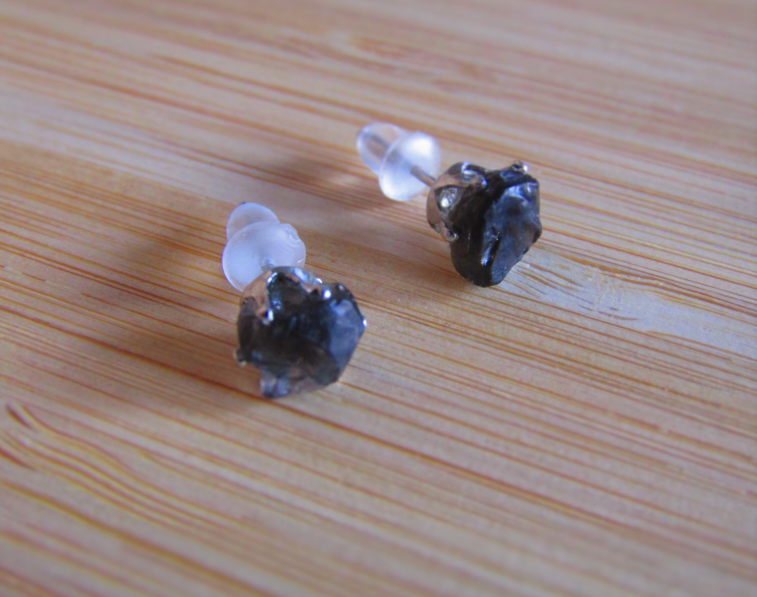 Beautiful Raw Obsidian Medium Silver Stud - Etsy
