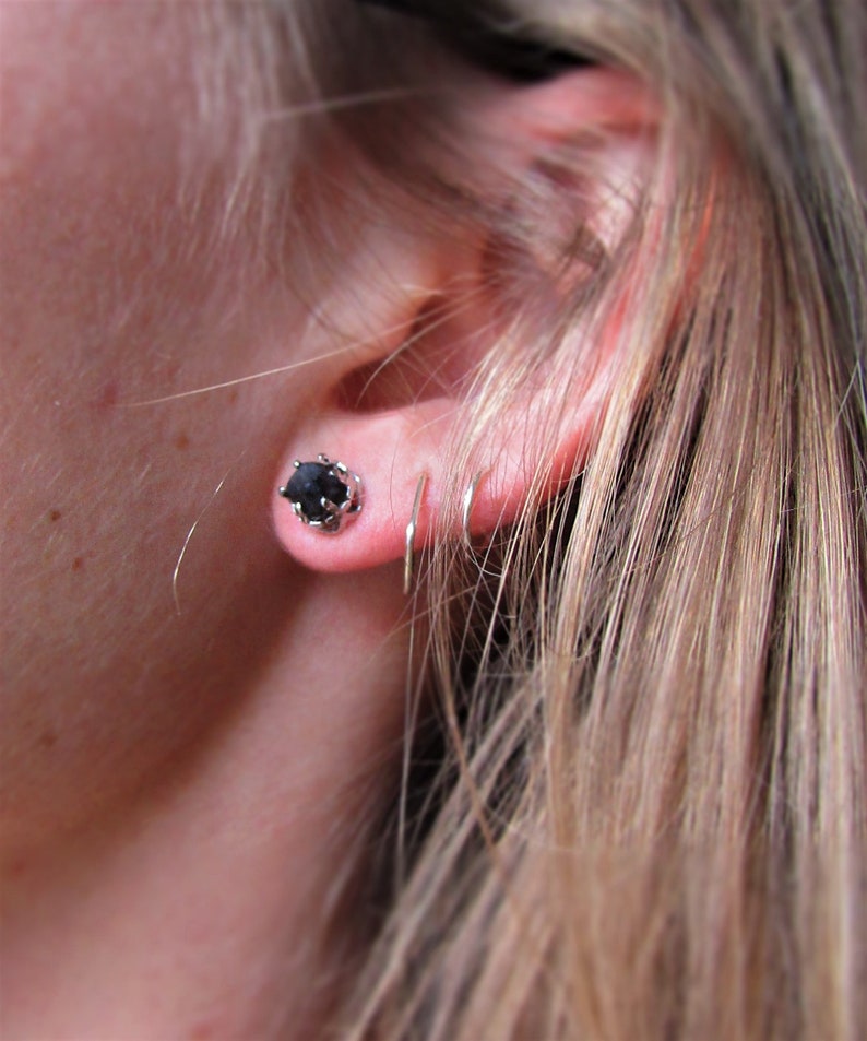 Beautiful Raw Obsidian Large Silver Stud - Etsy