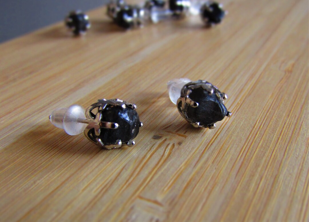 Beautiful Raw Obsidian Large Silver Stud - Etsy