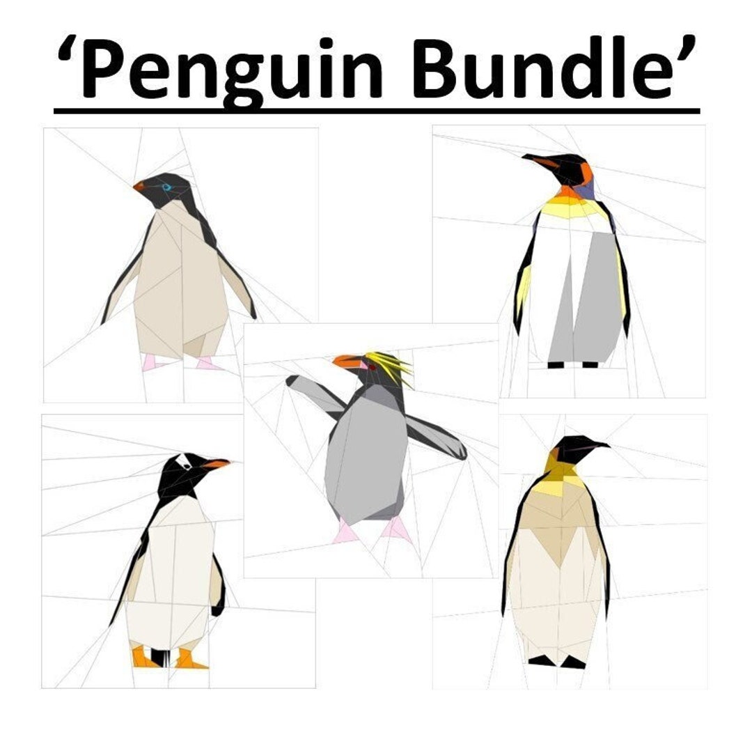 Penguin Bundle - FPP Foundation Paper Piecing Project Quilting Block ...