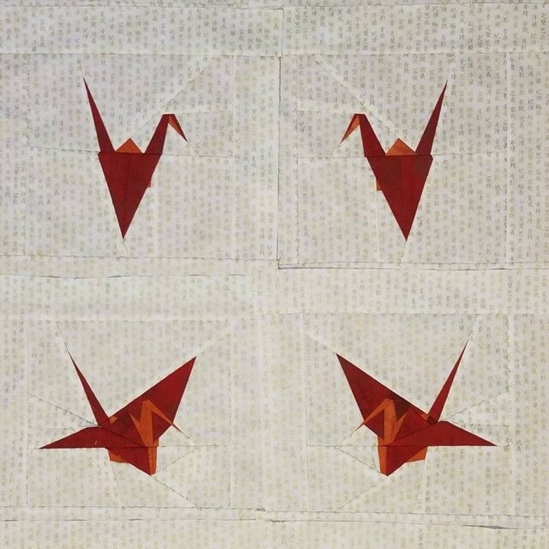 Origami Cranes FPP Foundation Paper Piecing Quilting Block Bundle- 4 ...