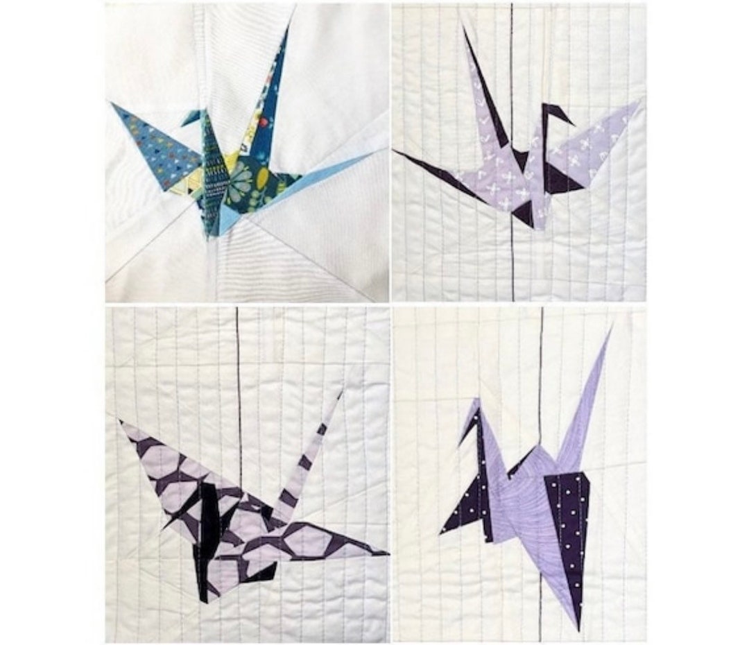 Origami Cranes FPP Foundation Paper Piecing Quilting Block Bundle- 4 ...