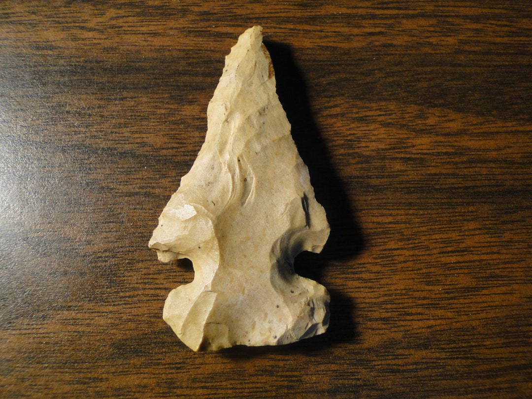 Authentic Indian Arrowhead Thebes Spear Point Artifact - 1 3/8" X 2 5/8 ...