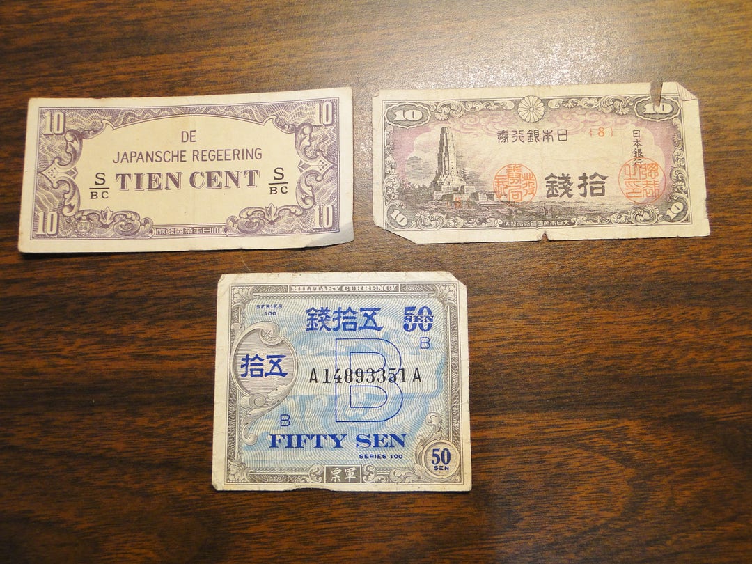 Japan 10 Cent Note Japan 10 Sen Note & Japan 50 Sen Note 3 - Etsy