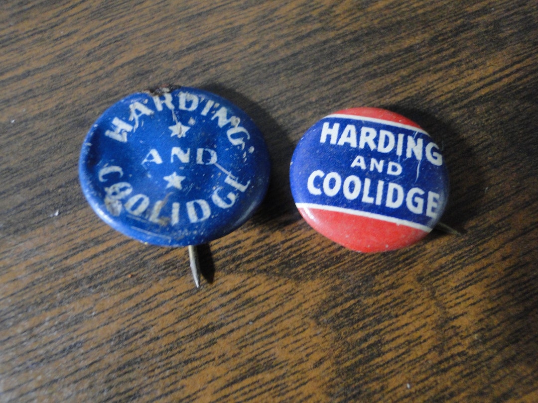 2 Harding & Coolidge Presidential Campaign Political Pin Pinbacks Neat ...