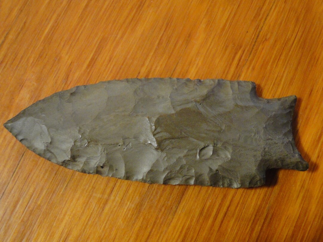 Authentic Benton Indian Arrowhead Artifact Point W/ Midwest COA - 1 5/16" X 3 9/16" - Franklin ...