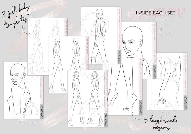Over the Shoulder Vector Model Printable Fashion Template, Fashion ...