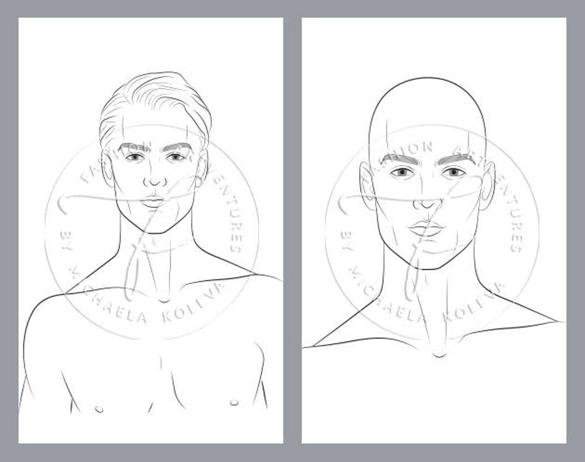 Male Catwalk Model Printable Fashion Template, Fashion Illustration ...