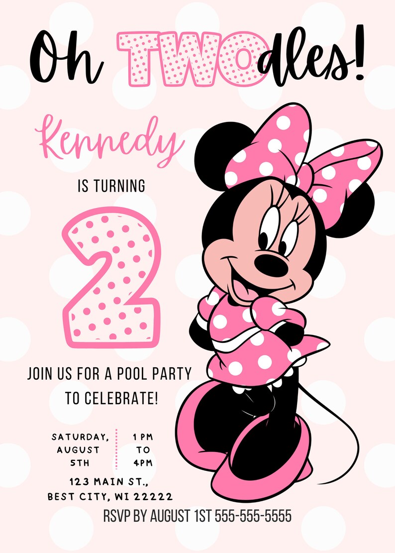 Minnie Mouse Second Birthday Birthday Party Invitation - Etsy