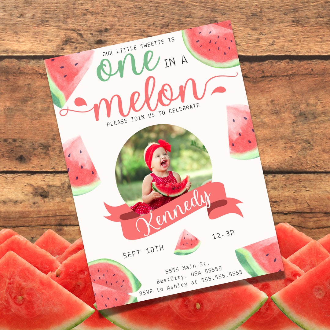 Watermelon- One - Picnic - Baby Birthday - Birthday Party- Invitation ...