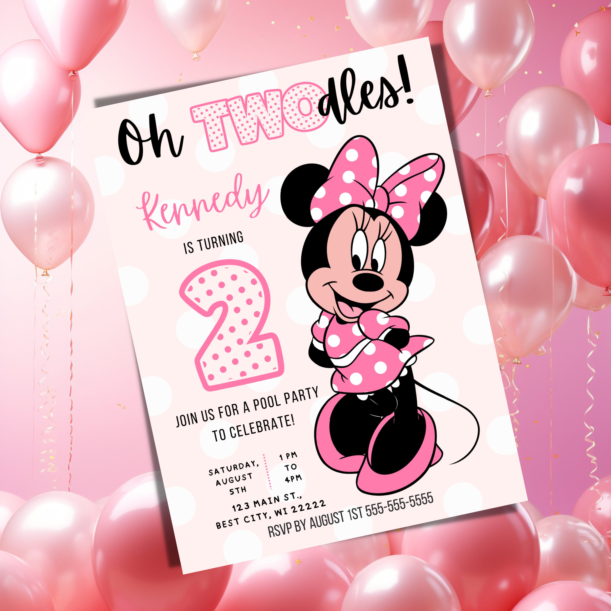 Minnie Mouse Second Birthday Birthday Party Invitation - Etsy