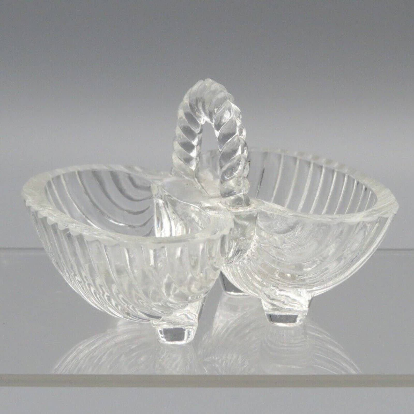 Vintage Double Glass Shell Salt Cellar With Rope Handle From - Etsy