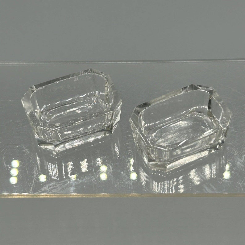 Antique 1880 Central Glass Beveled Rectangular Salt Cellars HJ Reprint ...