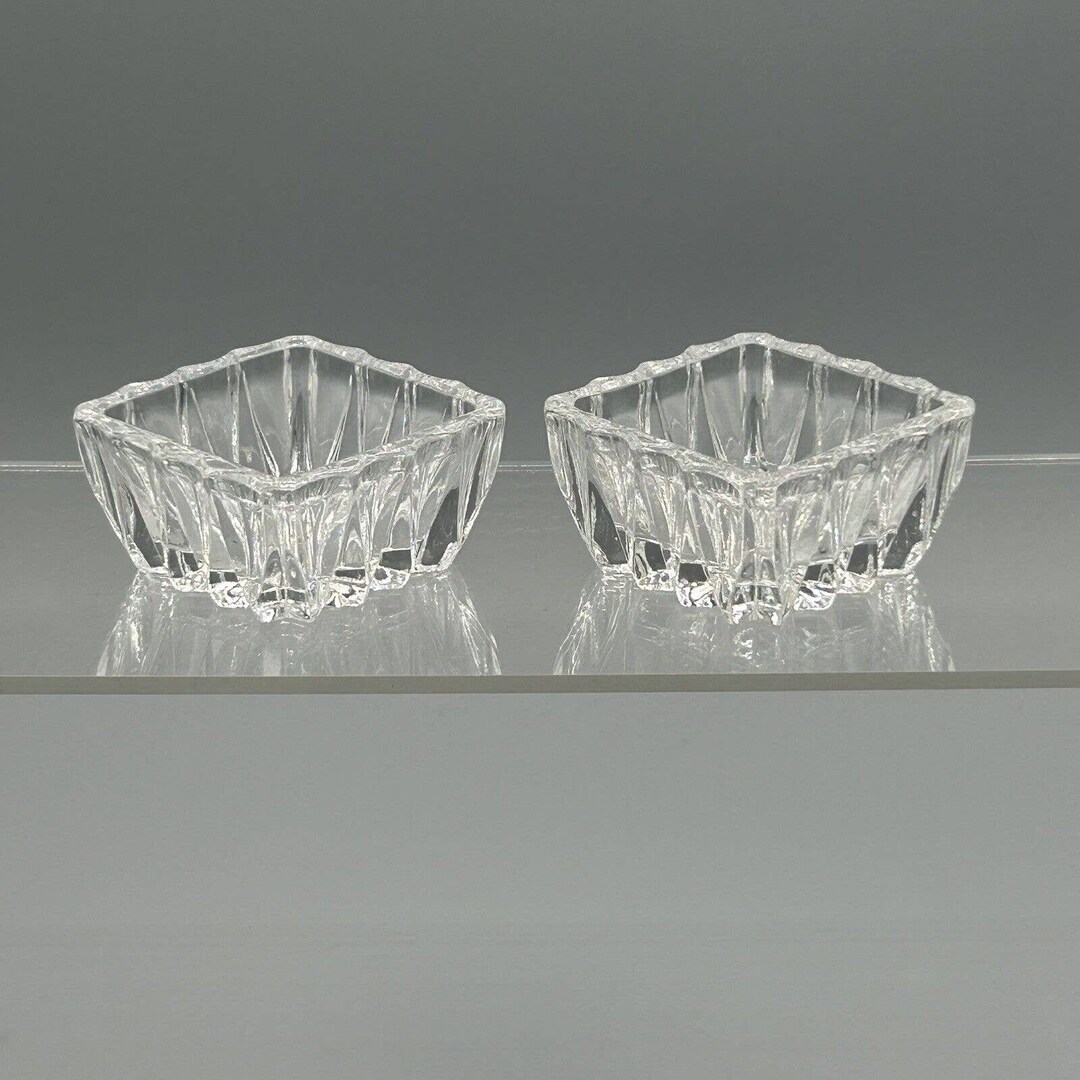 Vintage Ray Cut Pressed Open Salt Cellars Square Clear Curved - Etsy