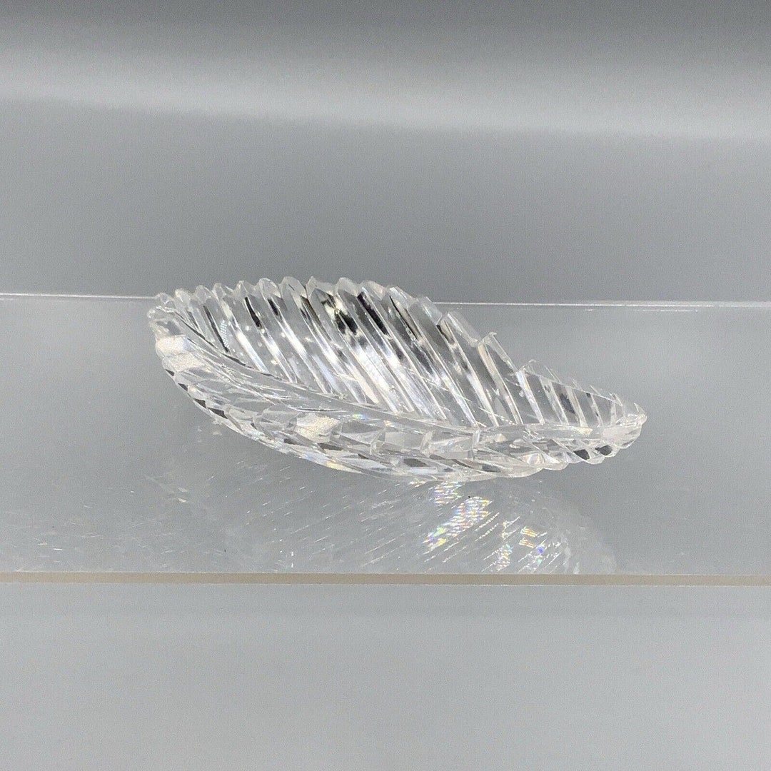 Vintage Cut Crystal Leaf Salt Cellar Clear - Etsy
