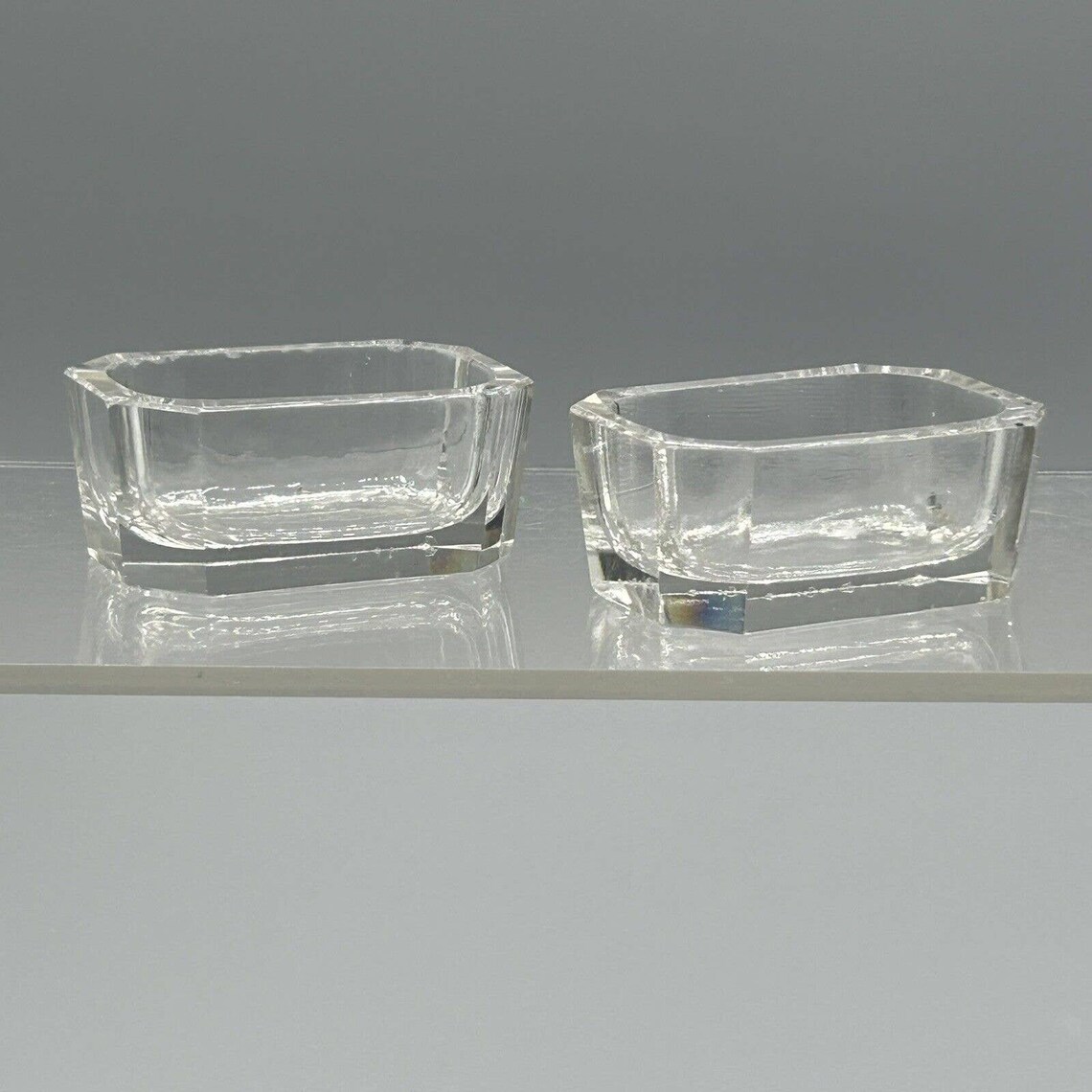 Antique 1880 Central Glass Beveled Rectangular Salt Cellars HJ Reprint ...