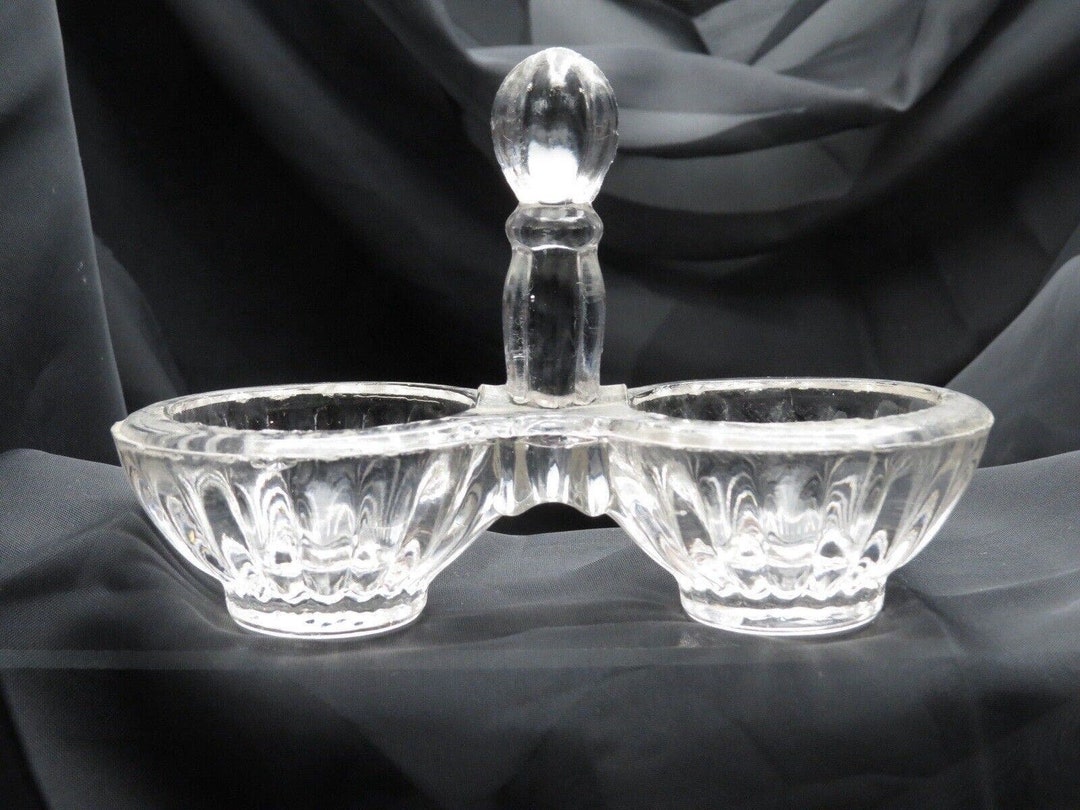 Antique Double Glass Salt Cellar With Center Handle Ribbed - Etsy