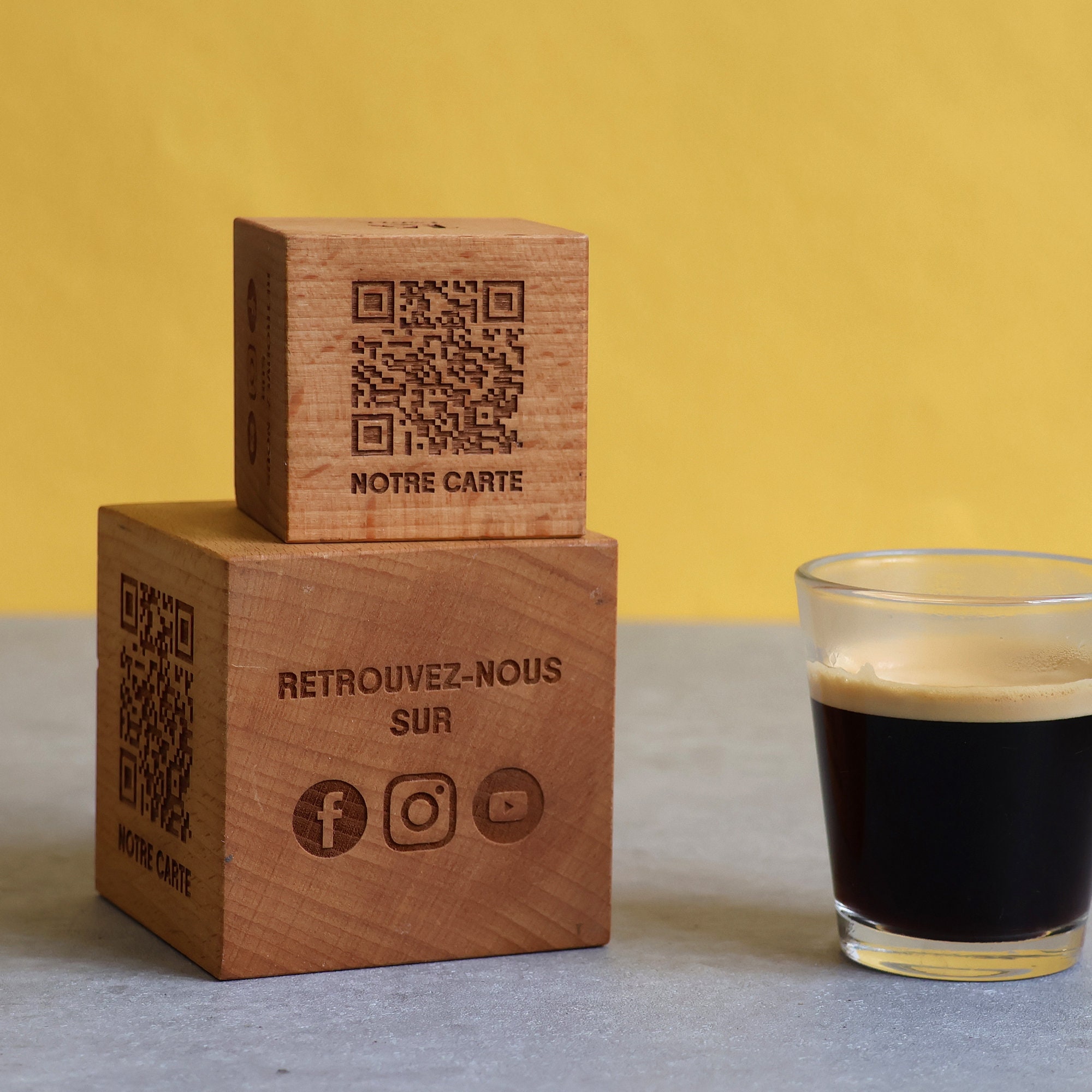 Personalized Wooden Cube QR Code Menu Laser Engraving - Etsy Canada
