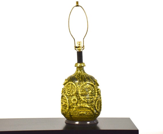 Green Drip Pottery Table Lamp | Etsy