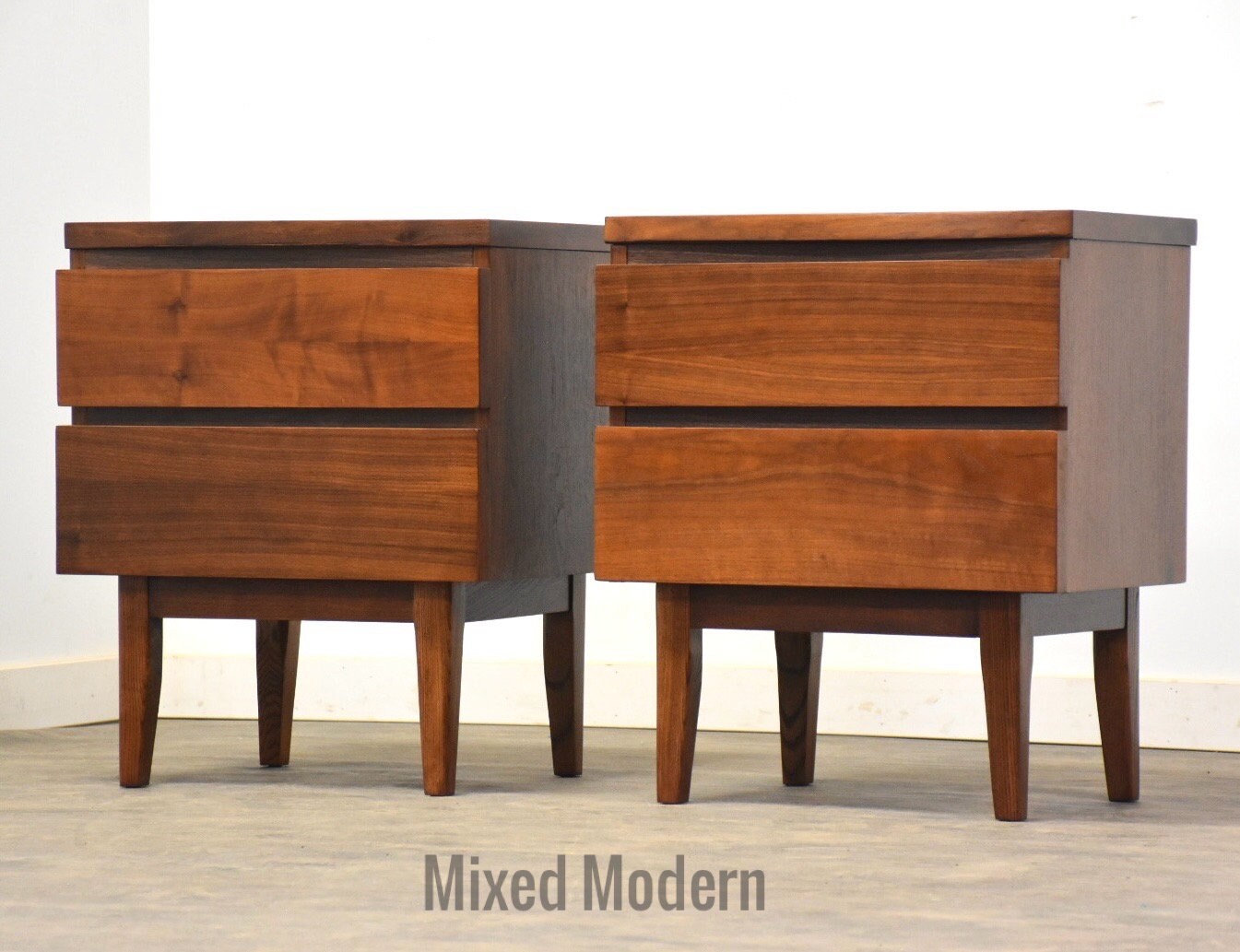 Refinished Walnut Nightstands A Pair - Etsy