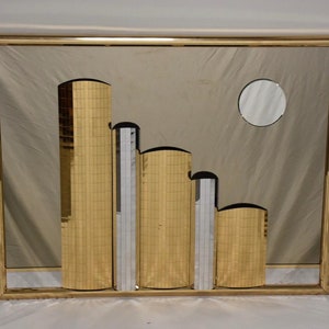 Chrome & Brass Modern Cityscape Mirror - Etsy