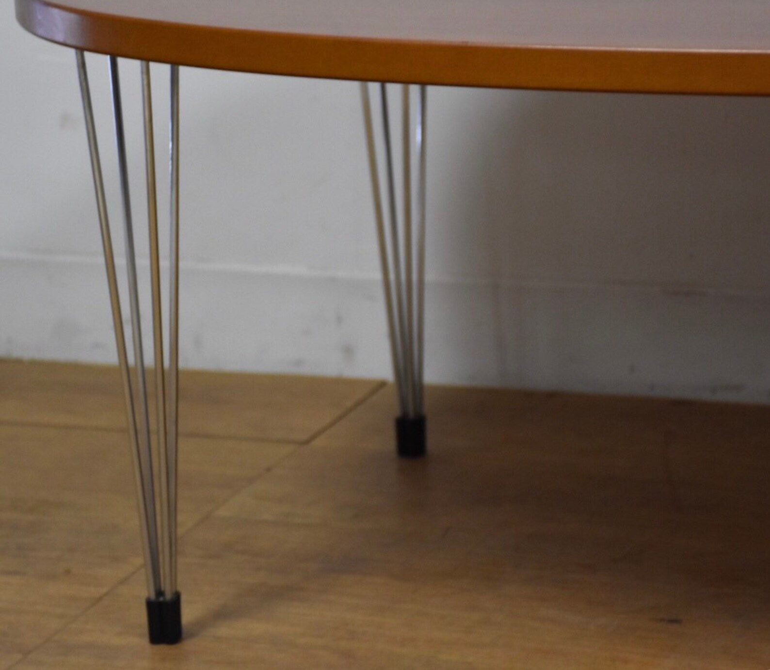 Cherry and Chrome Oval Coffee Table - Etsy