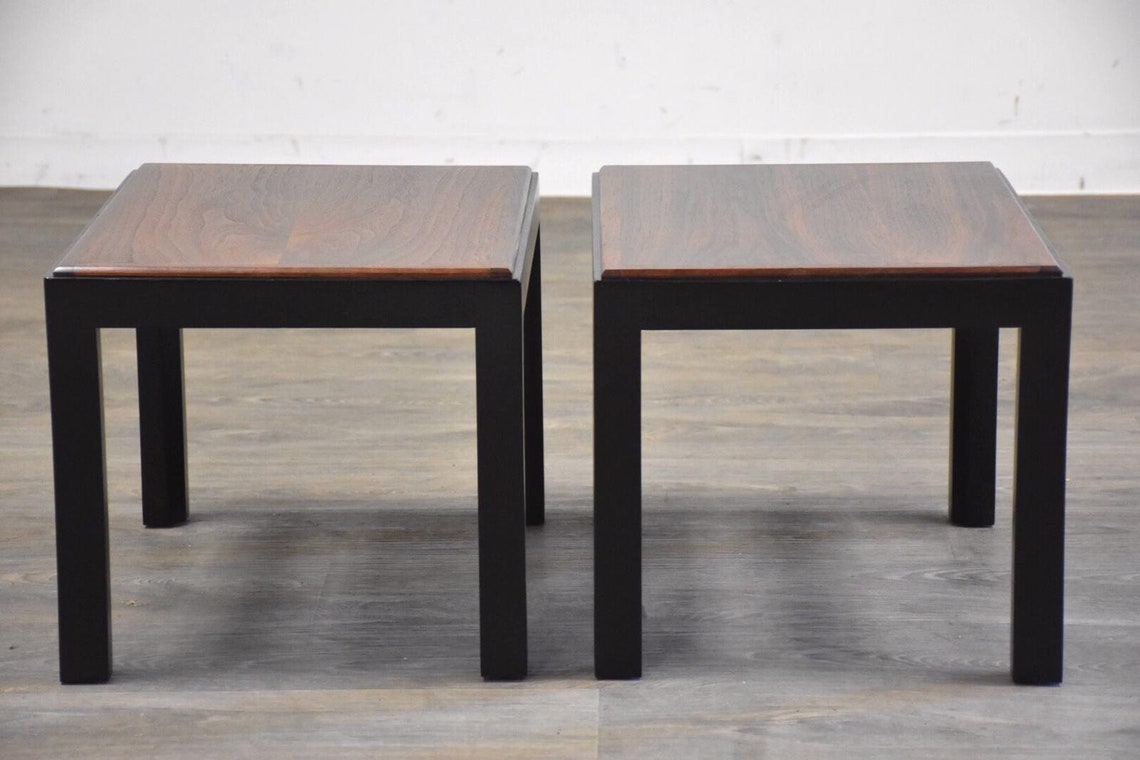 Walnut & Black MCM End Tables a Pair - Etsy