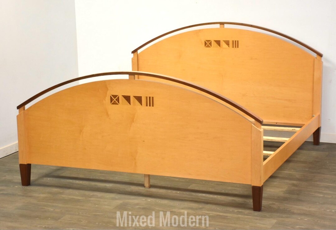 Maple and Walnut Modern King Bed - Etsy