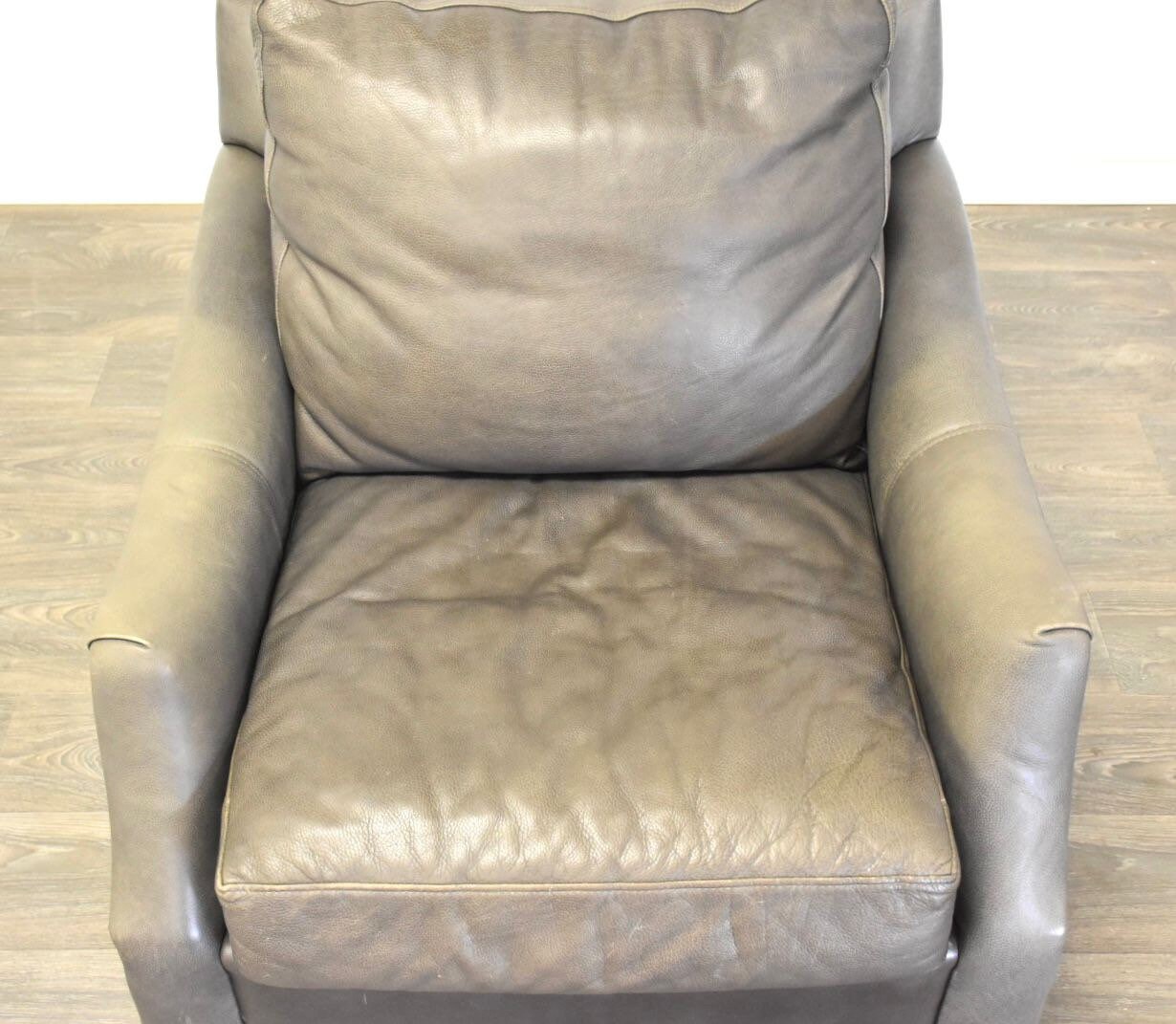 Grey Leather Lounge Chair With Ottoman - Etsy