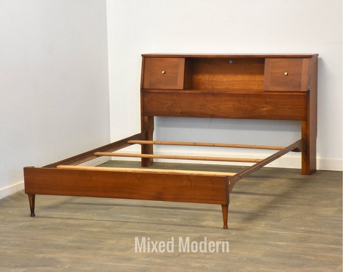 Walnut Mid Century Full Bed - Etsy