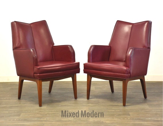Maroon Lounge Chairs A Pair - Etsy