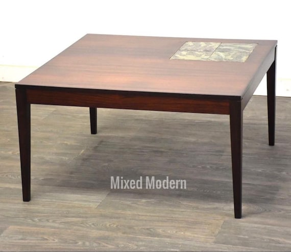 Rosewood & Tile Square Coffee Table - Etsy