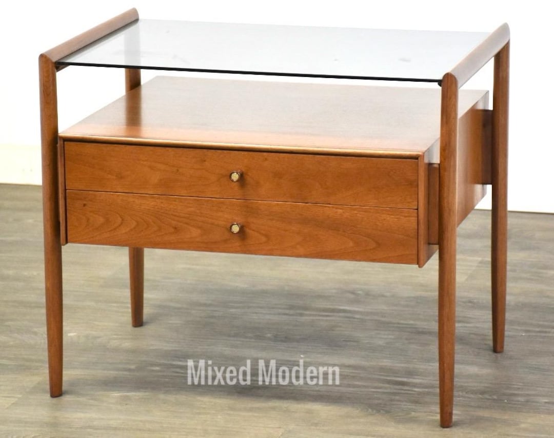 Refinished Barney Flagg Parallel Walnut Nightstand for Drexel - Etsy
