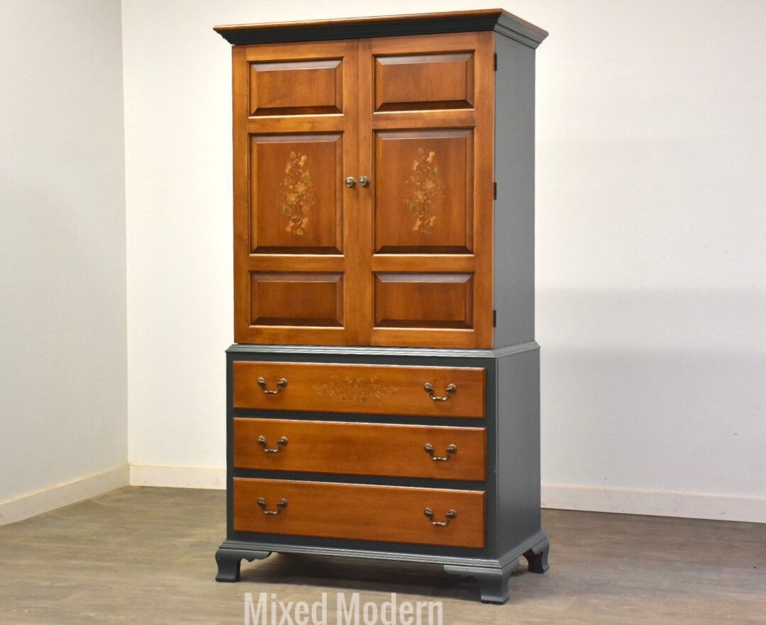 Solid Maple Stenciled Harvest Armoire Dresser by Hitchcock - Etsy